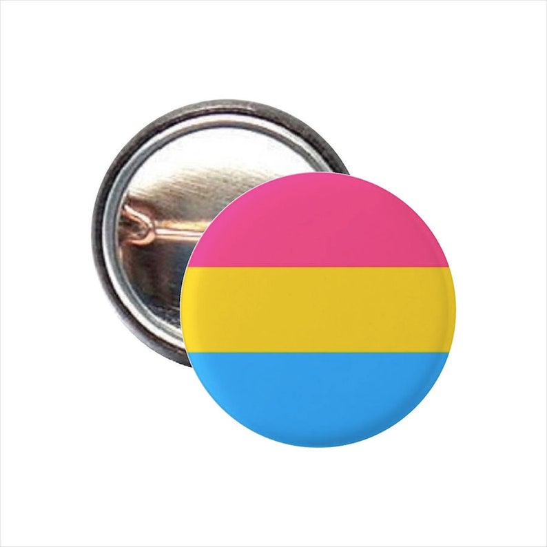 Pansexual Pan Pride Flag Pin Round Circle Button ~ 1" Pin 1.5" Pin 2.25 ...