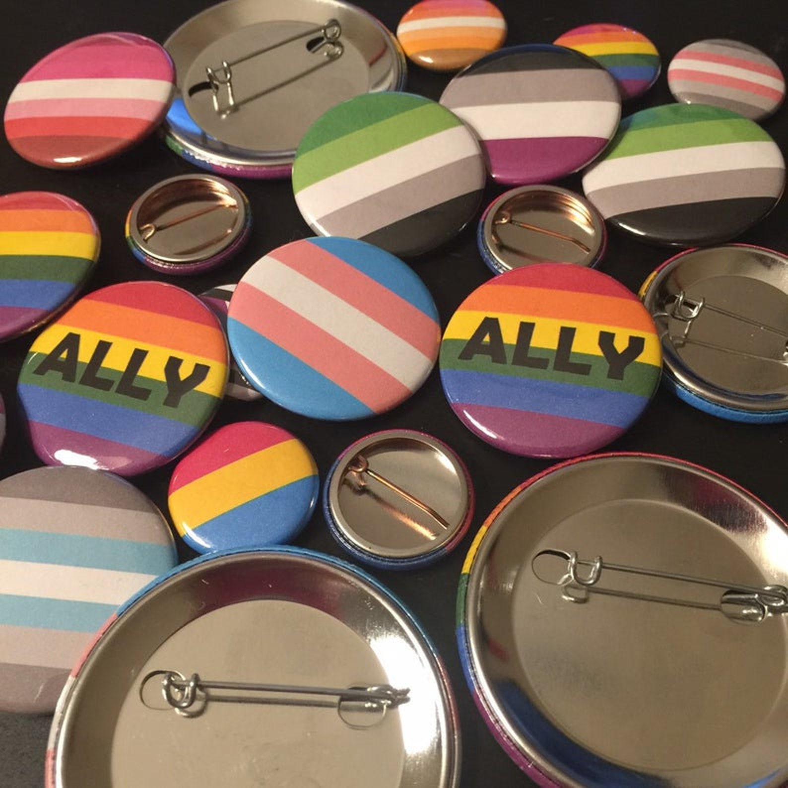 Aroace Aro Ace Pride Flag Pin Round Circle Button 1 Pin 1.5 Pin 2.25 ...