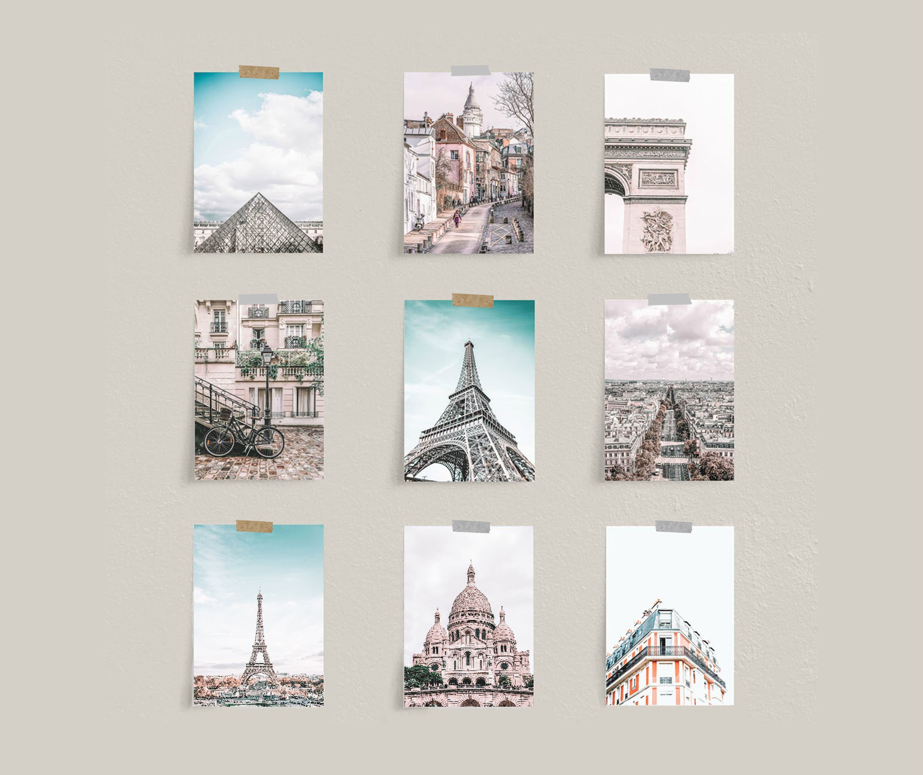 Paris Prints Set of 9 Prints Paris France Wall Art Pastel - Etsy Australia