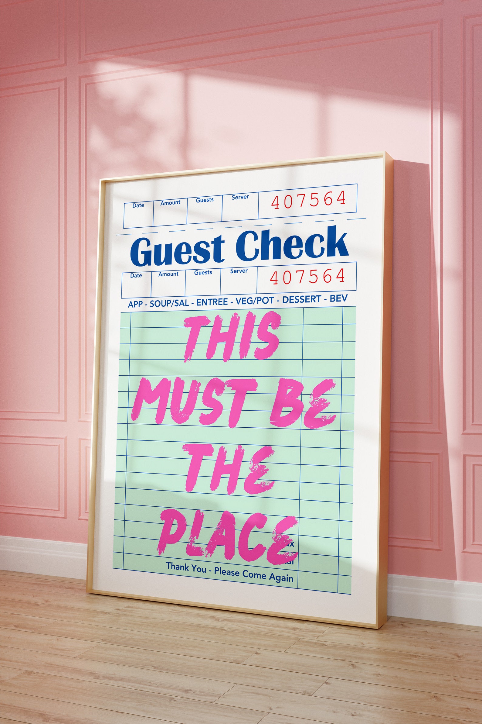 Guest Check Print, Trendy Wall Art, Guest Check Poster, Retro Wall ...