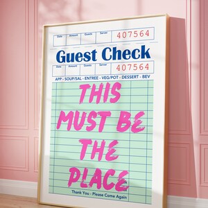 Guest Check Print, Trendy Wall Art, Guest Check Poster, Retro Wall ...