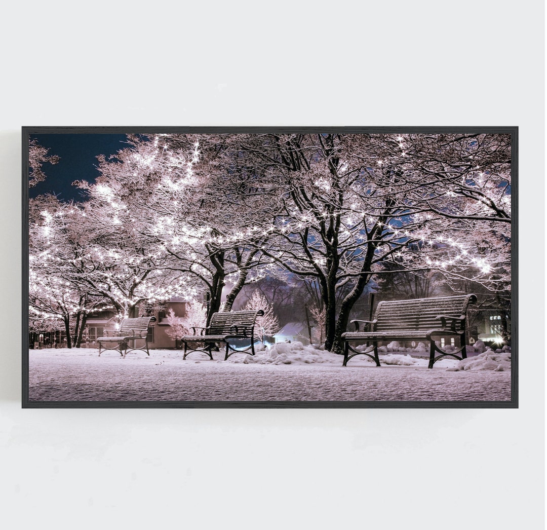 Samsung Frame TV Art Christmas Lights at Park Christmas Wall - Etsy