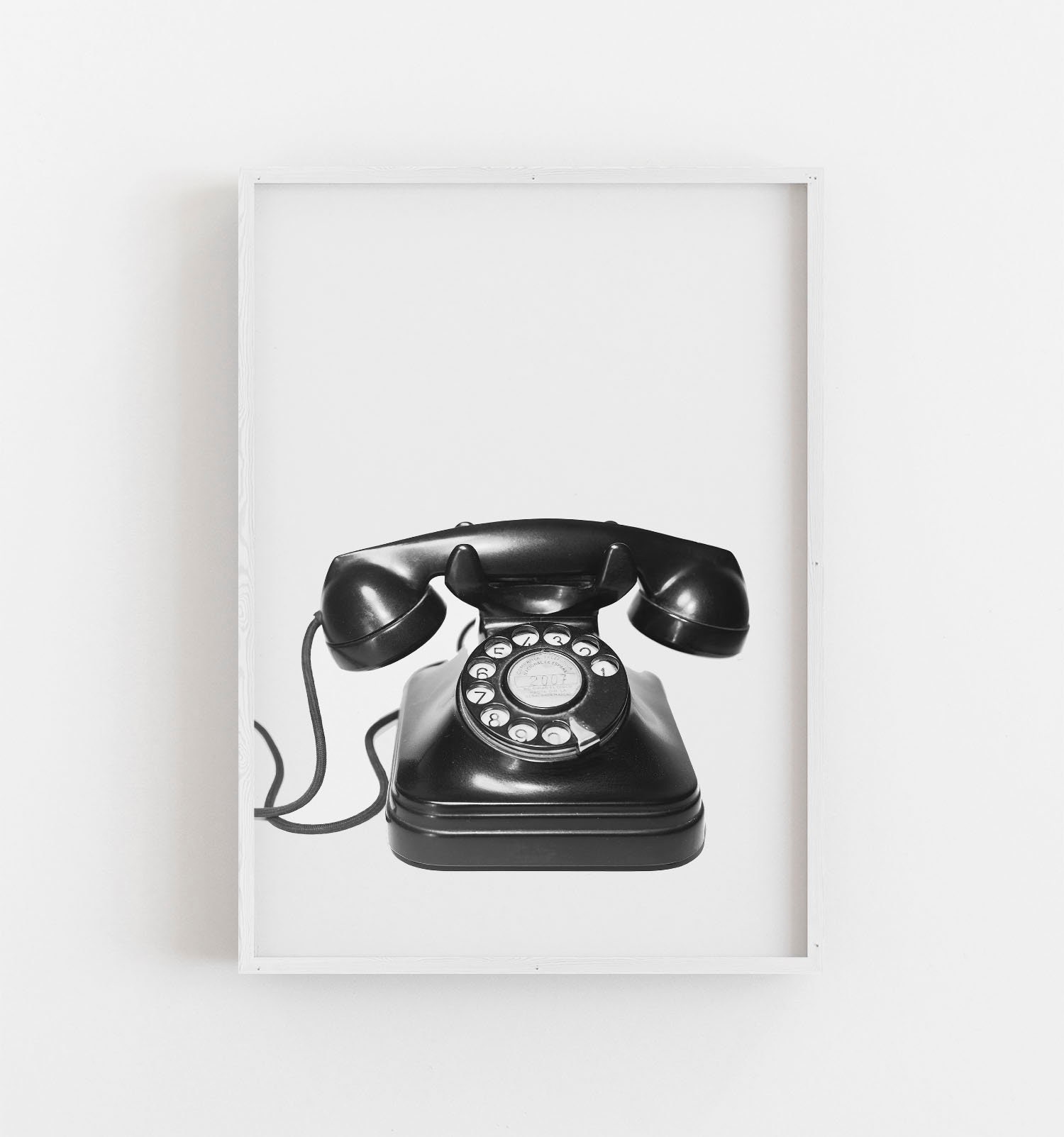 Rotary Phone Art, Retro Telephone Art, Black and White, Office Wall ...