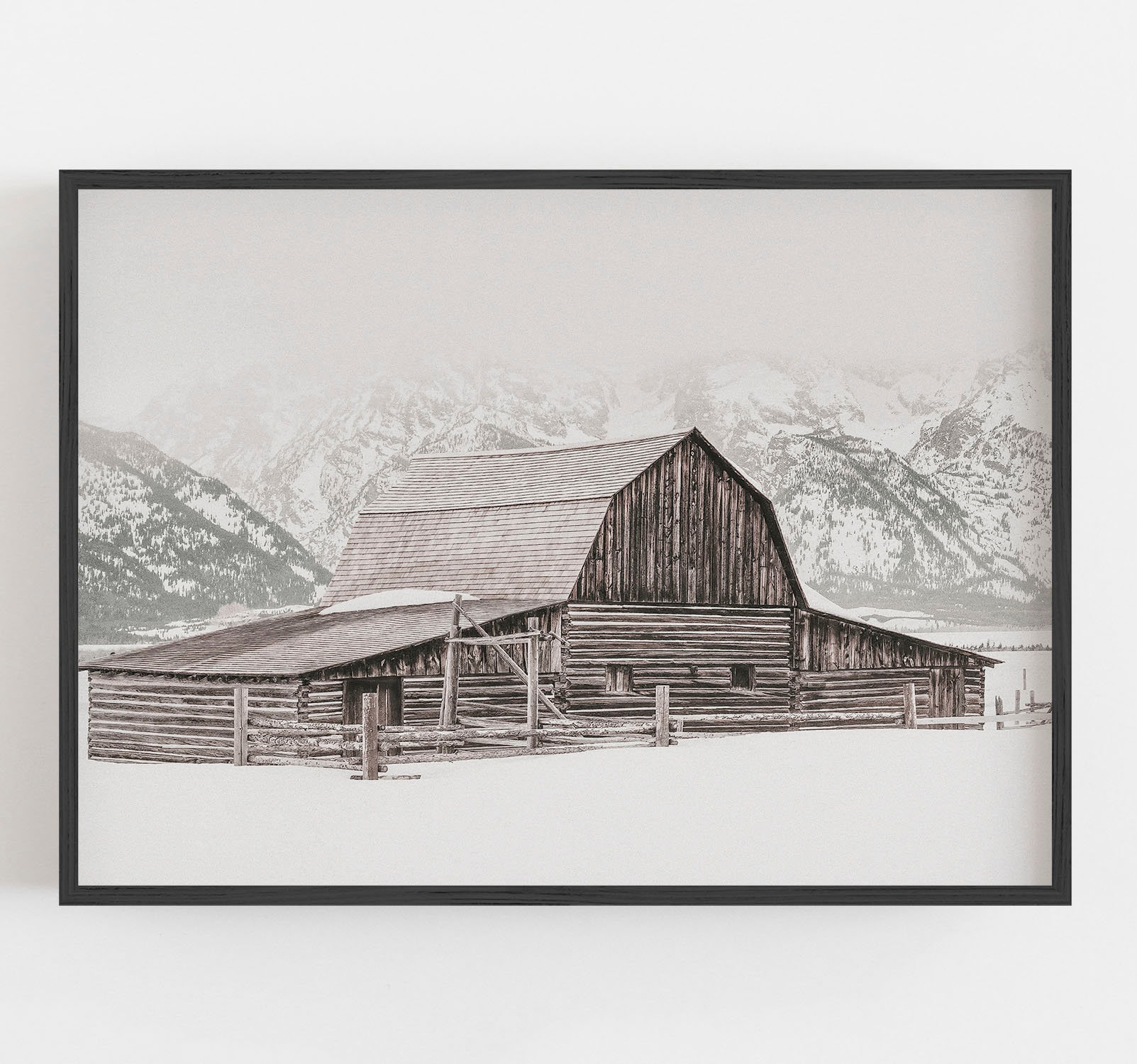 Old Barn Print Farmhouse Decor Old Barn in Snow Wall Art | Etsy