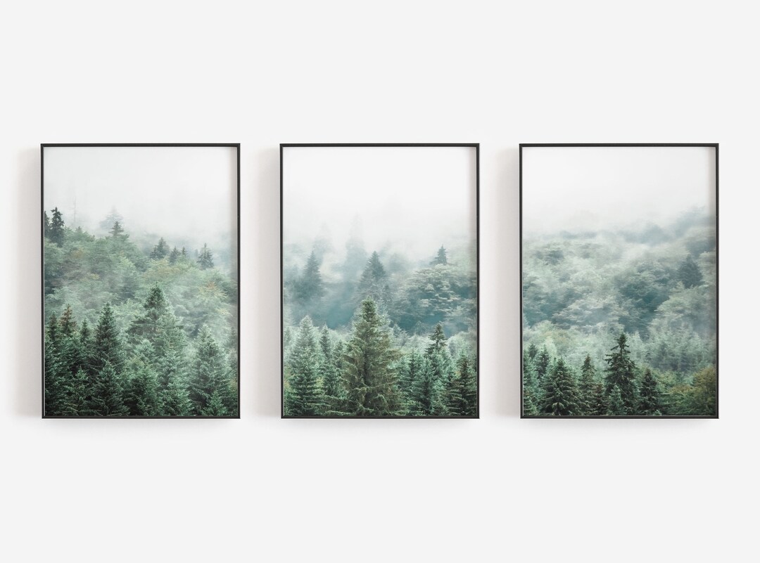 Forest Wall Art, Evergreen Trees Art, Woodland Forest Art, Nature Wall ...