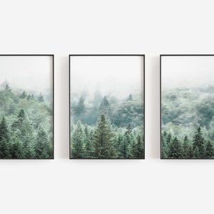 Forest Wall Art, Evergreen Trees Art, Woodland Forest Art, Nature Wall ...