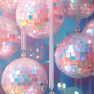 Pink Disco Balls, Retro Wall Decor, Preppy Aesthetic Decor, Trendy Wall ...