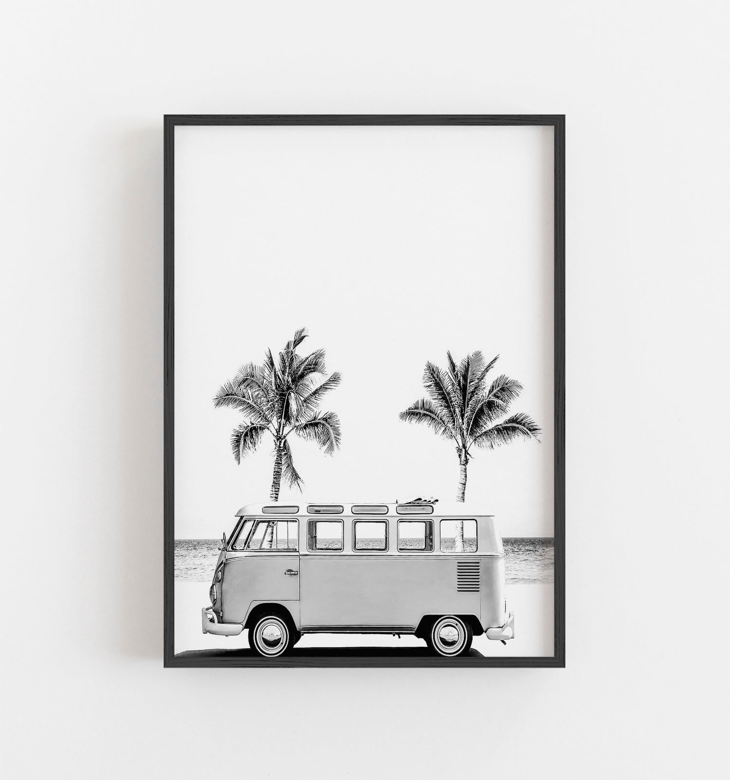 Retro Van Print Black and White Print Beach Wall Art Surfer | Etsy