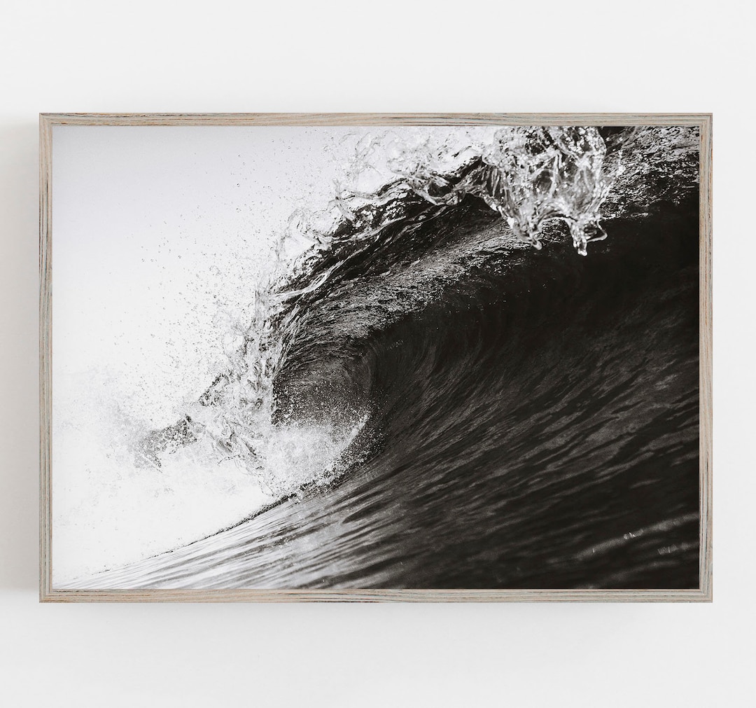Big Wave Print, Ocean Print, Coastal Wall Art, Beach Wall Art, Black ...