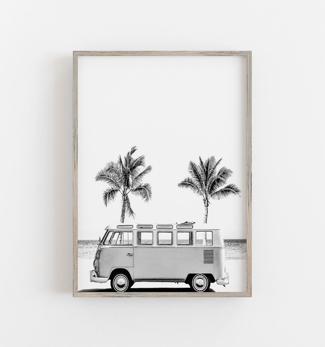 Retro Van Print, Black and White Print, Beach Wall Art, Surfer Van ...