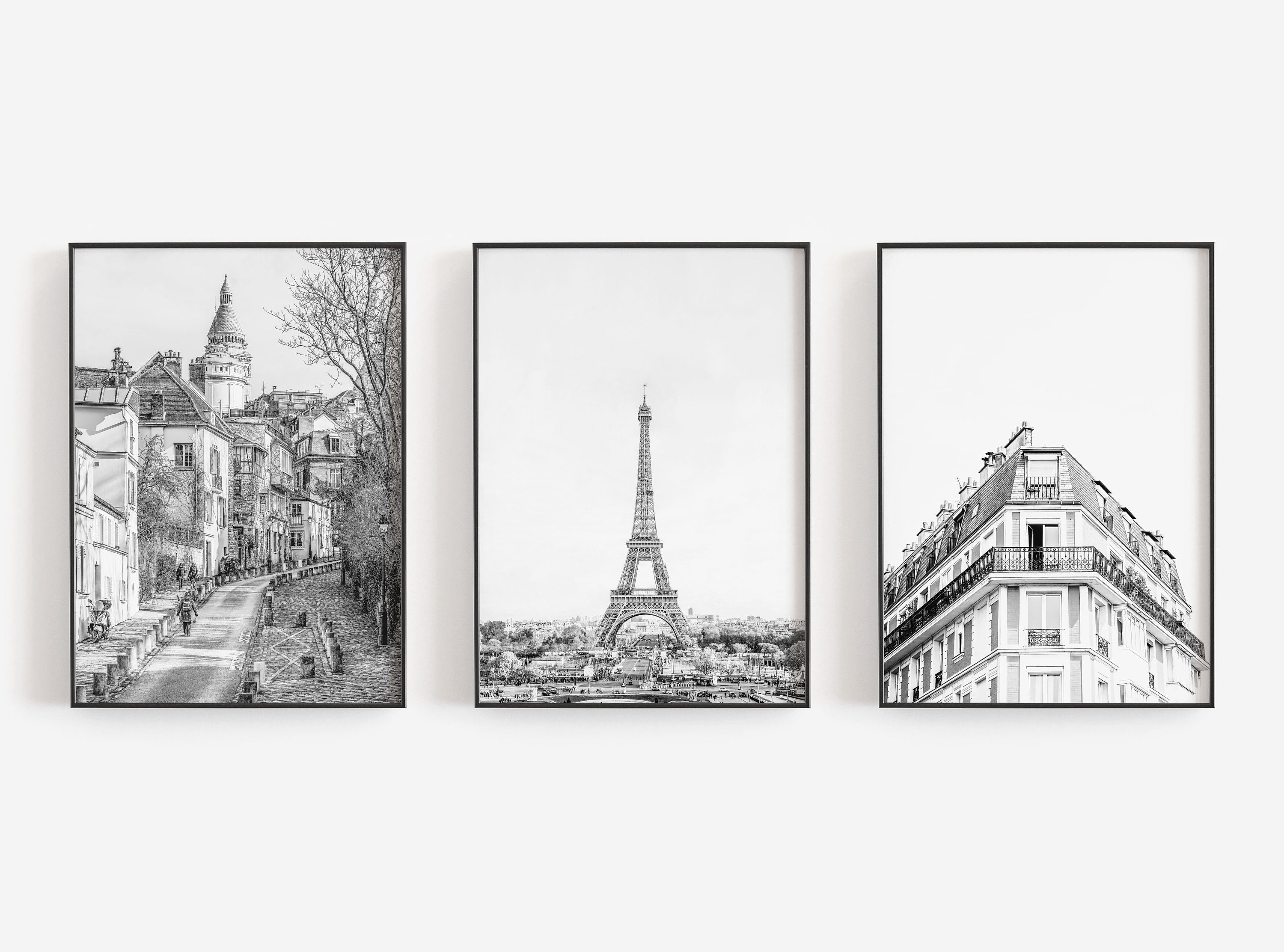 Paris Prints Set of 9 Prints Paris France Wall Art Black | Etsy