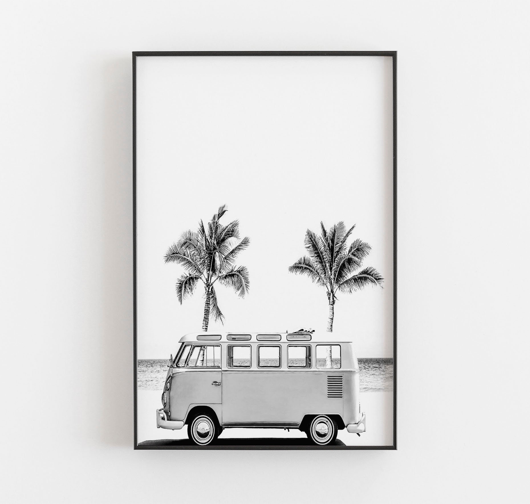 Retro Van Print Black and White Print Beach Wall Art Surfer | Etsy