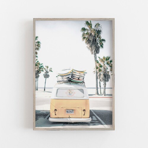 Surfboard Print Surfer Van Print Beach Wall Art Coastal - Etsy