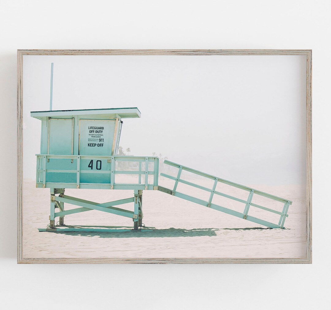 Lifeguard Hut Beach Print: Coastal Preppy Wall Art (digital Download ...
