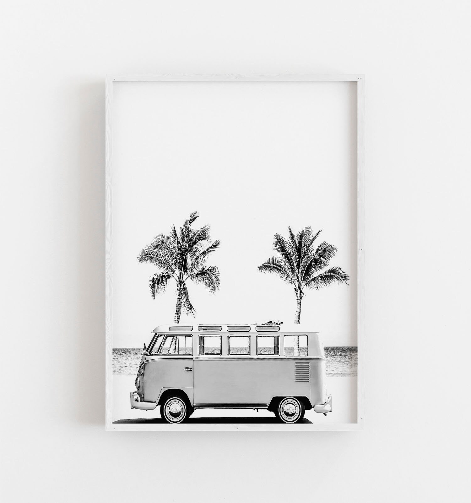 Retro Van Print, Black and White Print, Beach Wall Art, Surfer Van ...