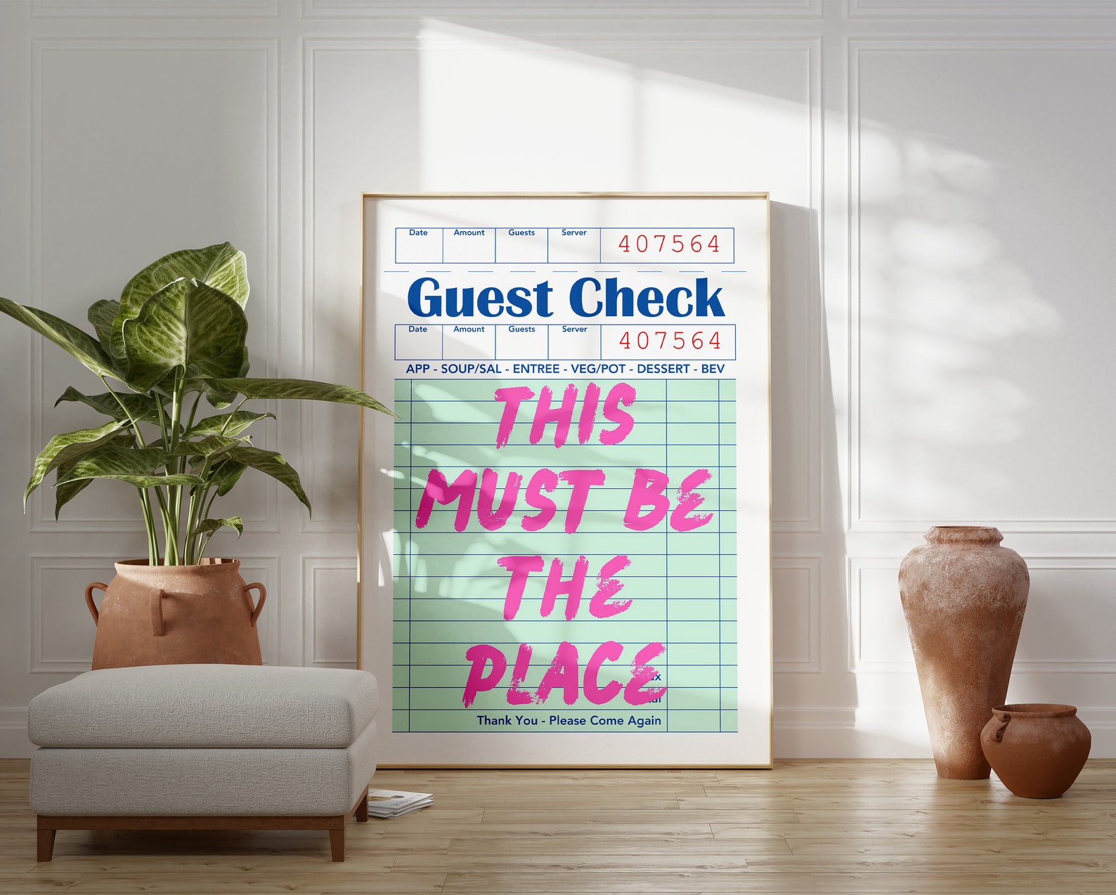 Guest Check Print, Trendy Wall Art, Guest Check Poster, Retro Wall ...