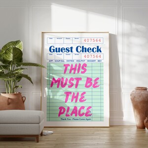 Guest Check Print, Trendy Wall Art, Guest Check Poster, Retro Wall ...
