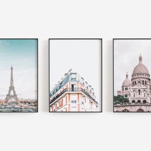 Paris Prints, Set of 9 Prints, Paris France Wall Art, Pastel Colors Art ...