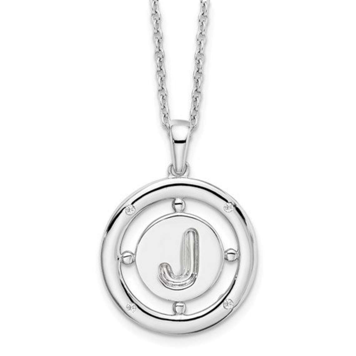 Sterling Silver Diamond Initial J Necklace Diamond Initial | Etsy