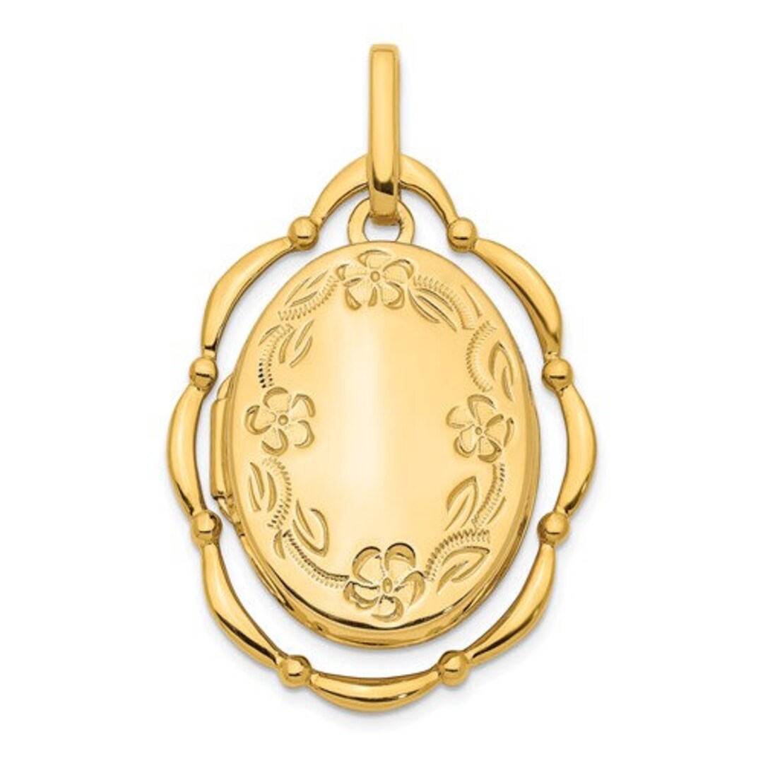 Solid 14K Yellow Gold Polished Photo Locket 24mm With 5mm Bail, 2.41 GM ...