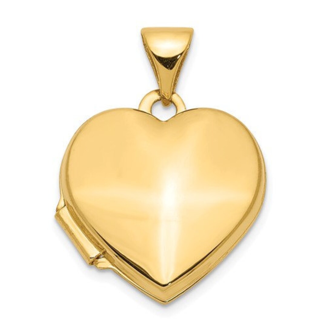14K Yellow Gold Plain High Polished Heart Shaped Locket in - Etsy