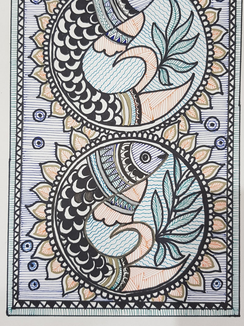 Original Madhubani Painting Maithili Art Fish Indian Folk | Etsy