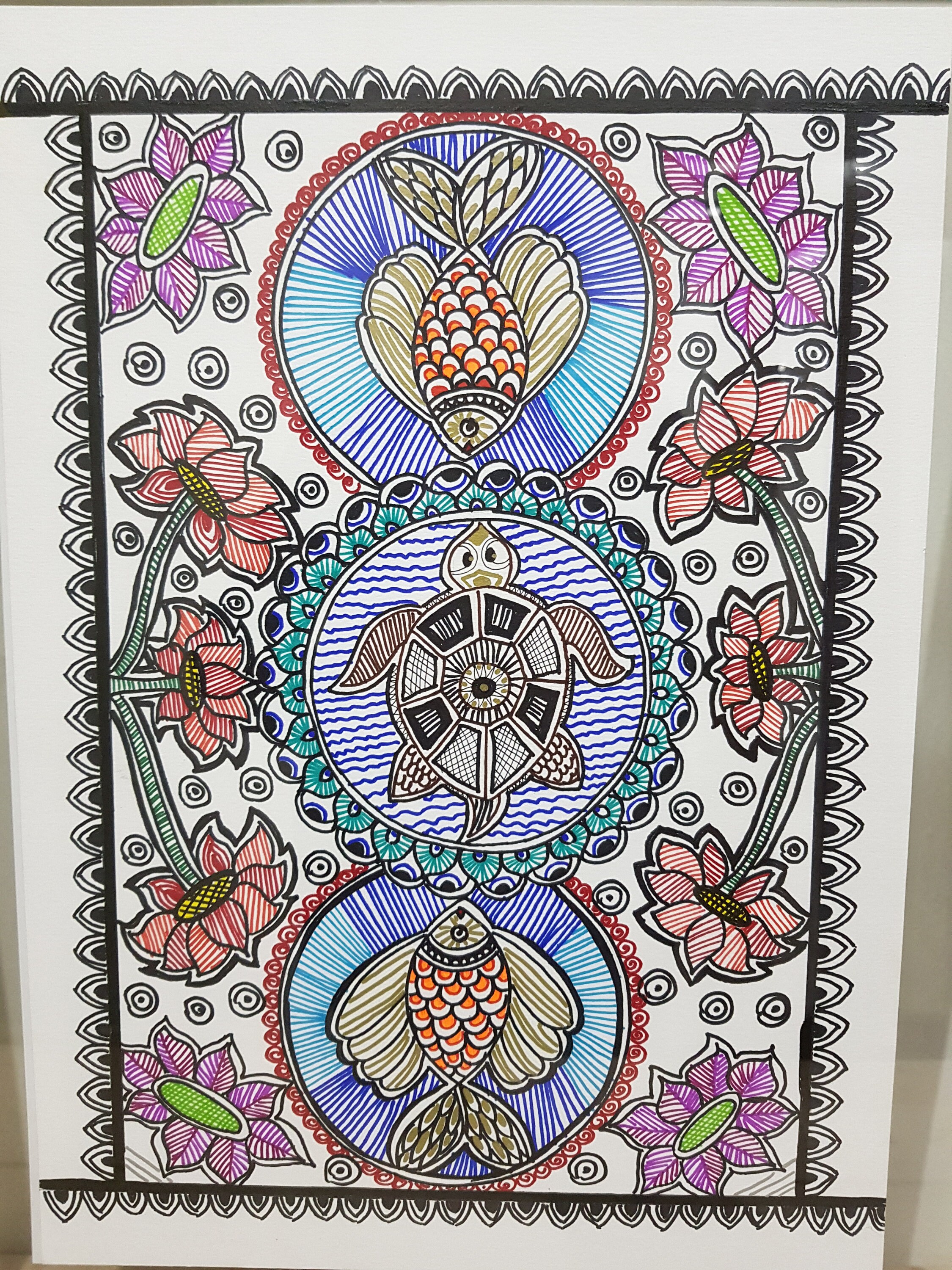 Indian Madhubani Painting Maithili Art Fish Indian Folk | Etsy Australia