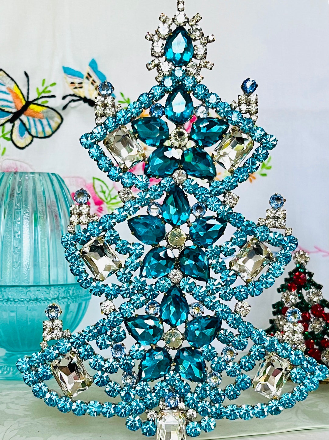 Large 8” Czech Rhinestone Tree, Vintage Rhinestone Tree, Vintage ...