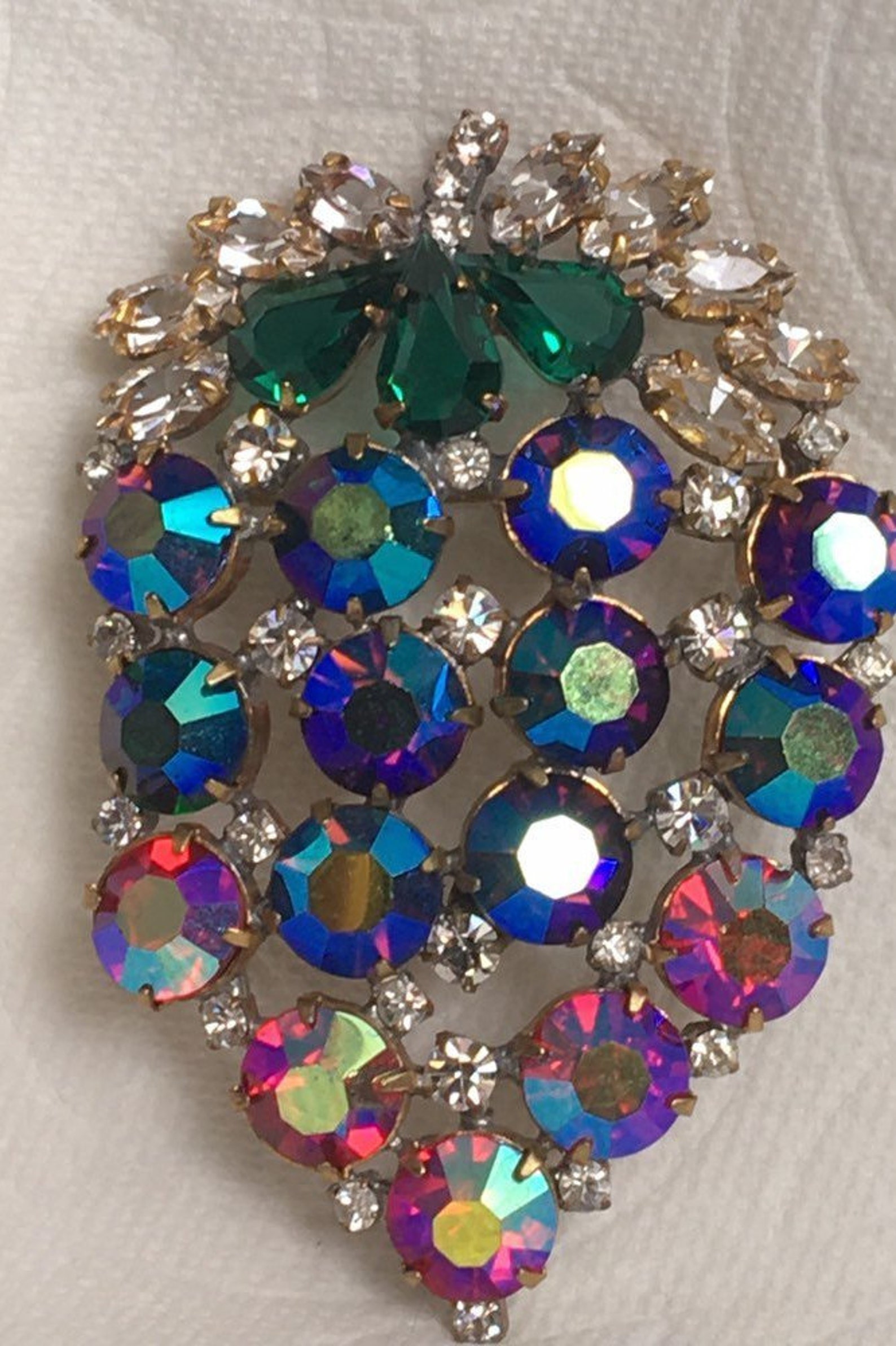 Large Vintage Rhinestone Brooch - Etsy