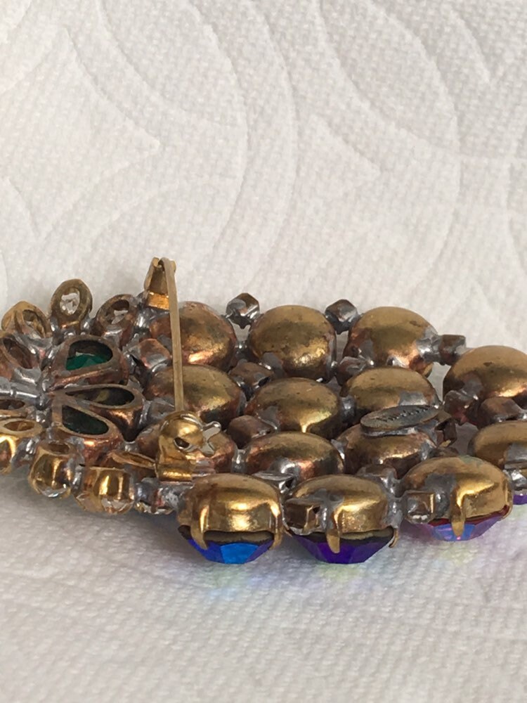 Large Vintage Rhinestone Brooch - Etsy