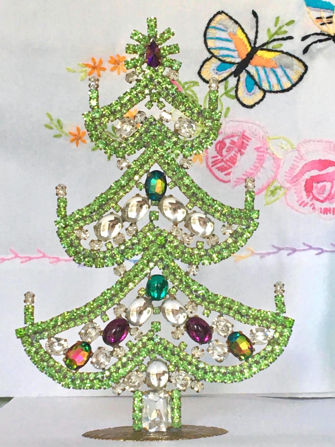 Large 7.25” Czech Rhinestone Tree, Vintage Rhinestone Tree, Czech ...