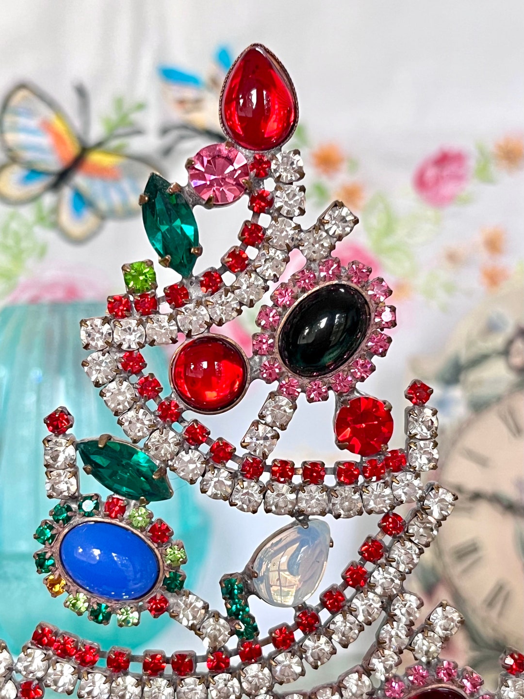 Large 7” Vintage Czech Rhinestone Tree, Vintage Rhinestone Tree ...