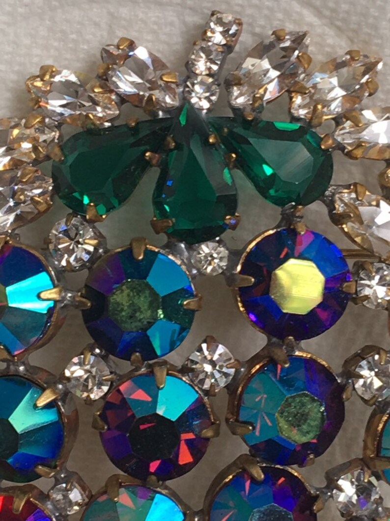 Large Vintage Rhinestone Brooch - Etsy