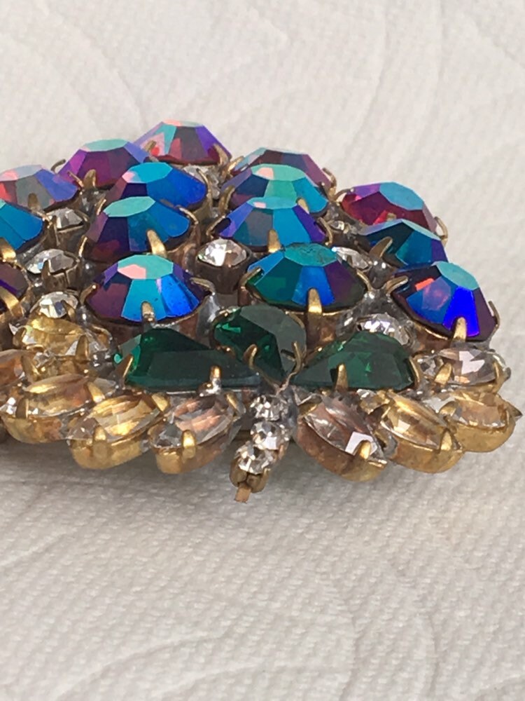 Large Vintage Rhinestone Brooch - Etsy