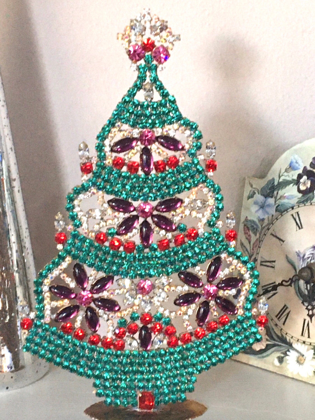 Large 8.25” Czech Rhinestone Tree, Vintage Rhinestone Tree, Rhinestone ...