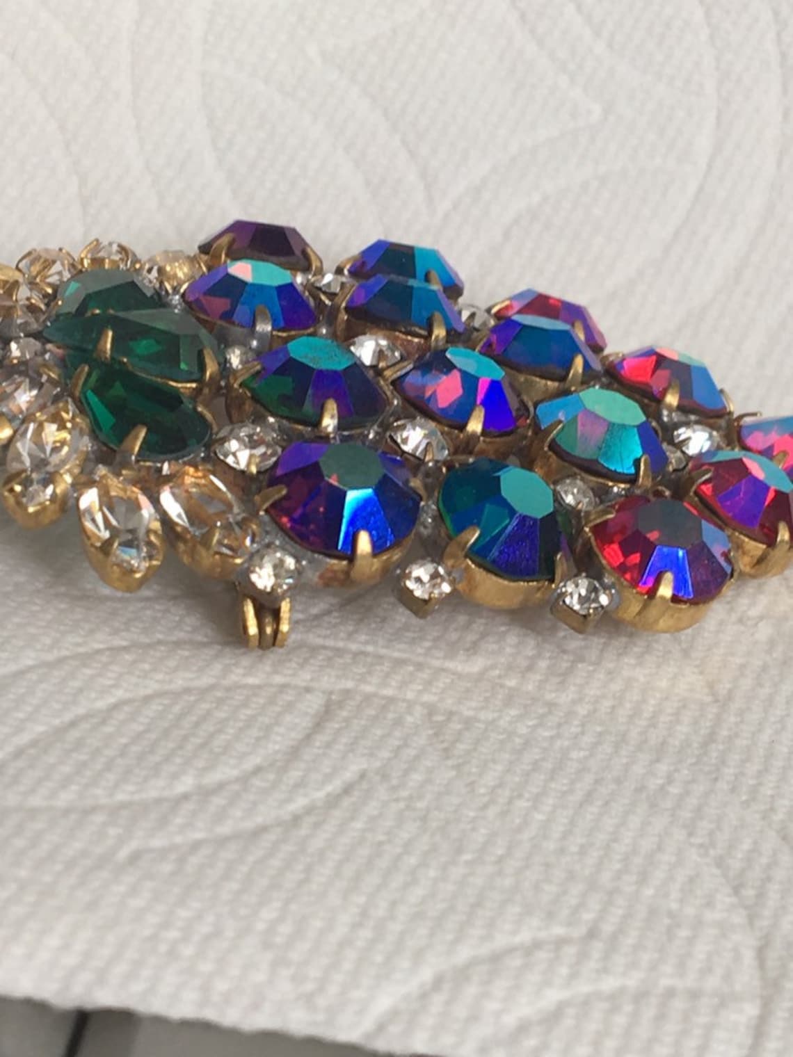 Large Vintage Rhinestone Brooch - Etsy