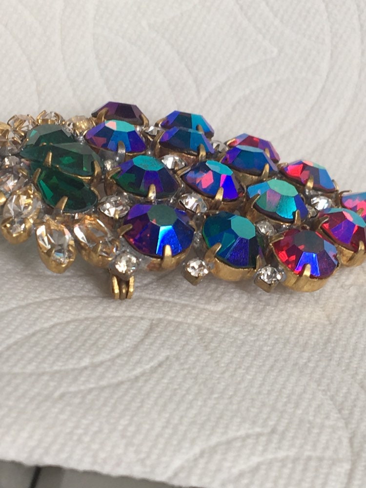 Large Vintage Rhinestone Brooch - Etsy