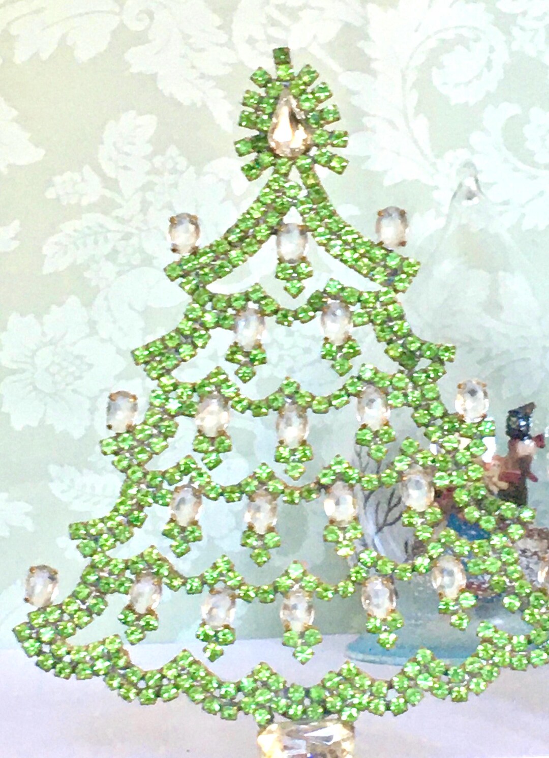 Czech 5.5” Rhinestone Tree, Vintage Rhinestone Tree, Crystal Christmas ...