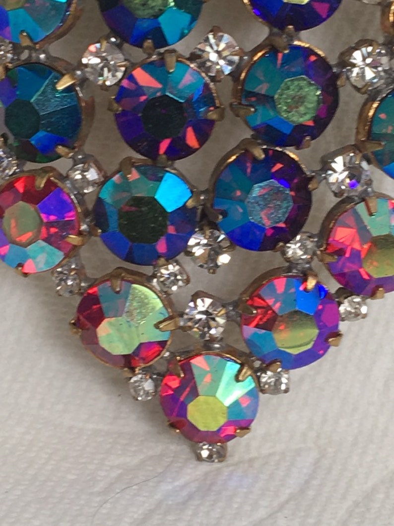 Large Vintage Rhinestone Brooch - Etsy