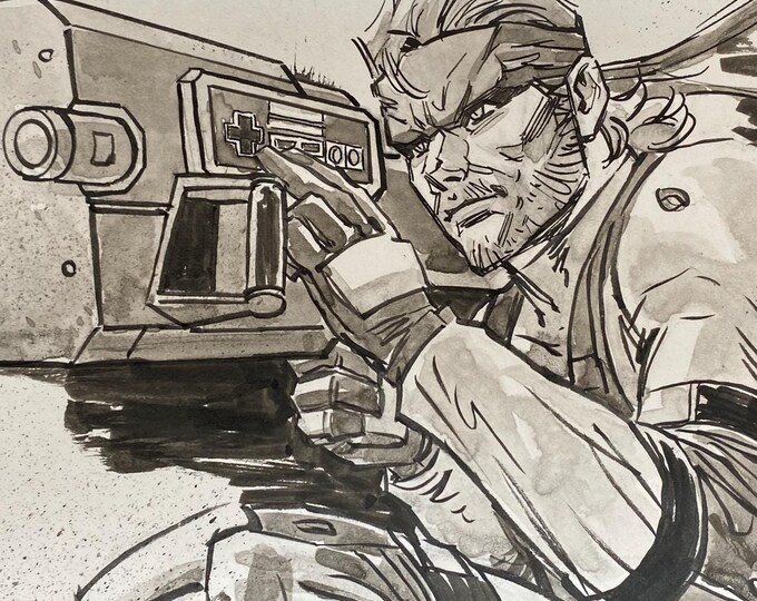Solid Snake Ink Drawing: Metal Gear Solid Art (9"x6") - Etsy