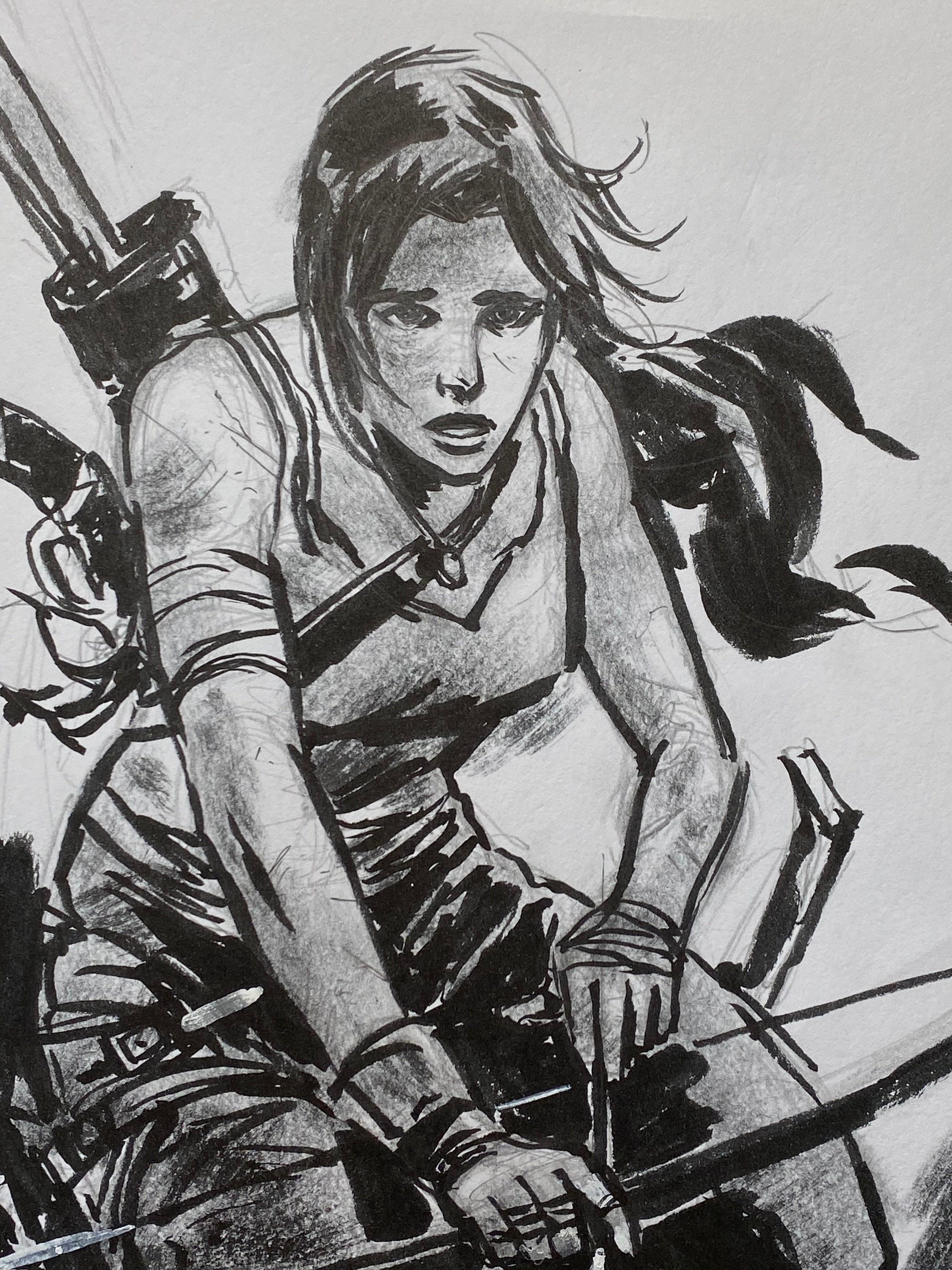 Lara Croft Tomb Raider Original Art Ink Sketch 8.5x11 - Etsy