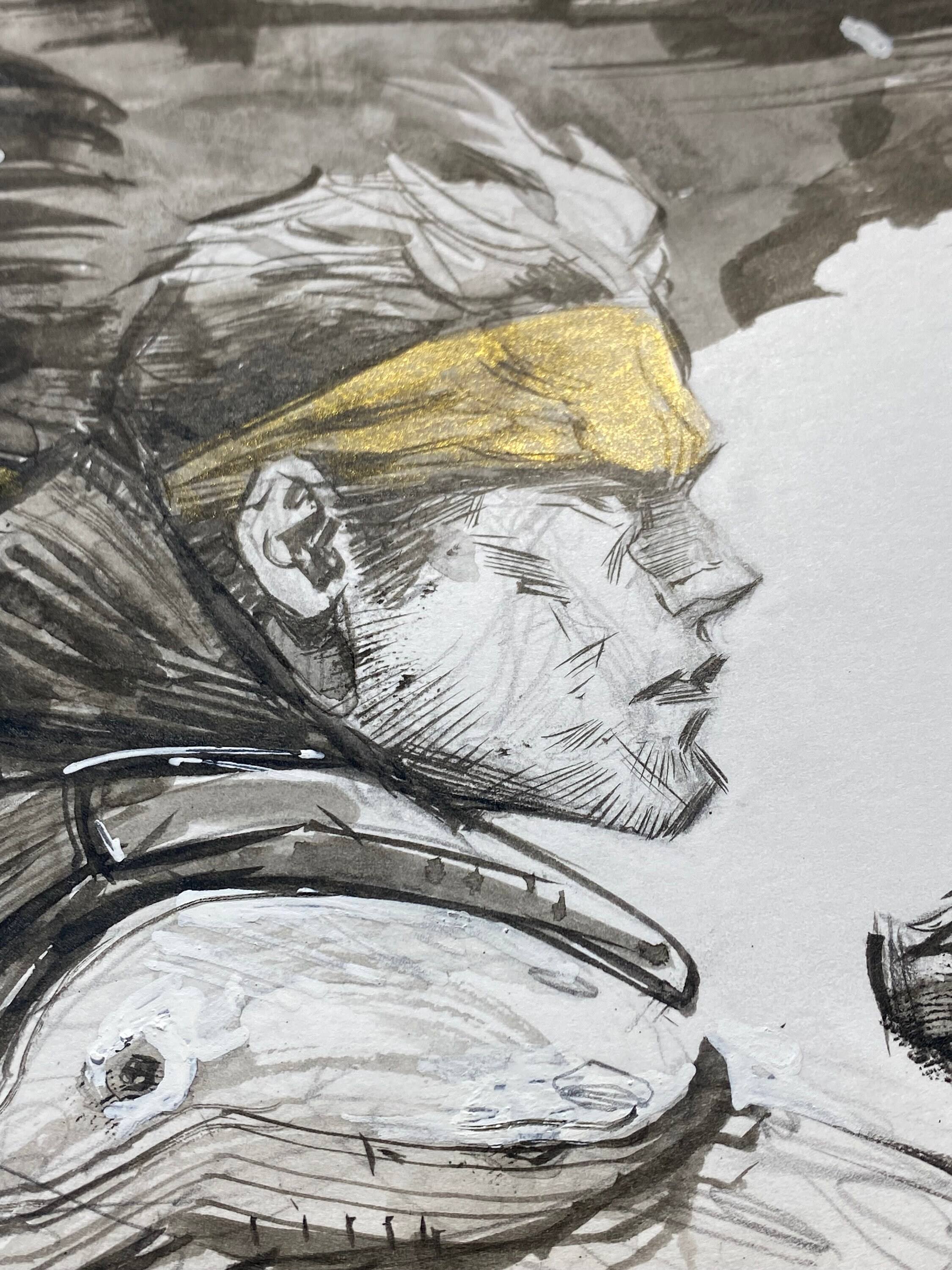 Solid Snake Gold Bandana - Metal Gear Solid Original Art Ink Sketch 12 ...