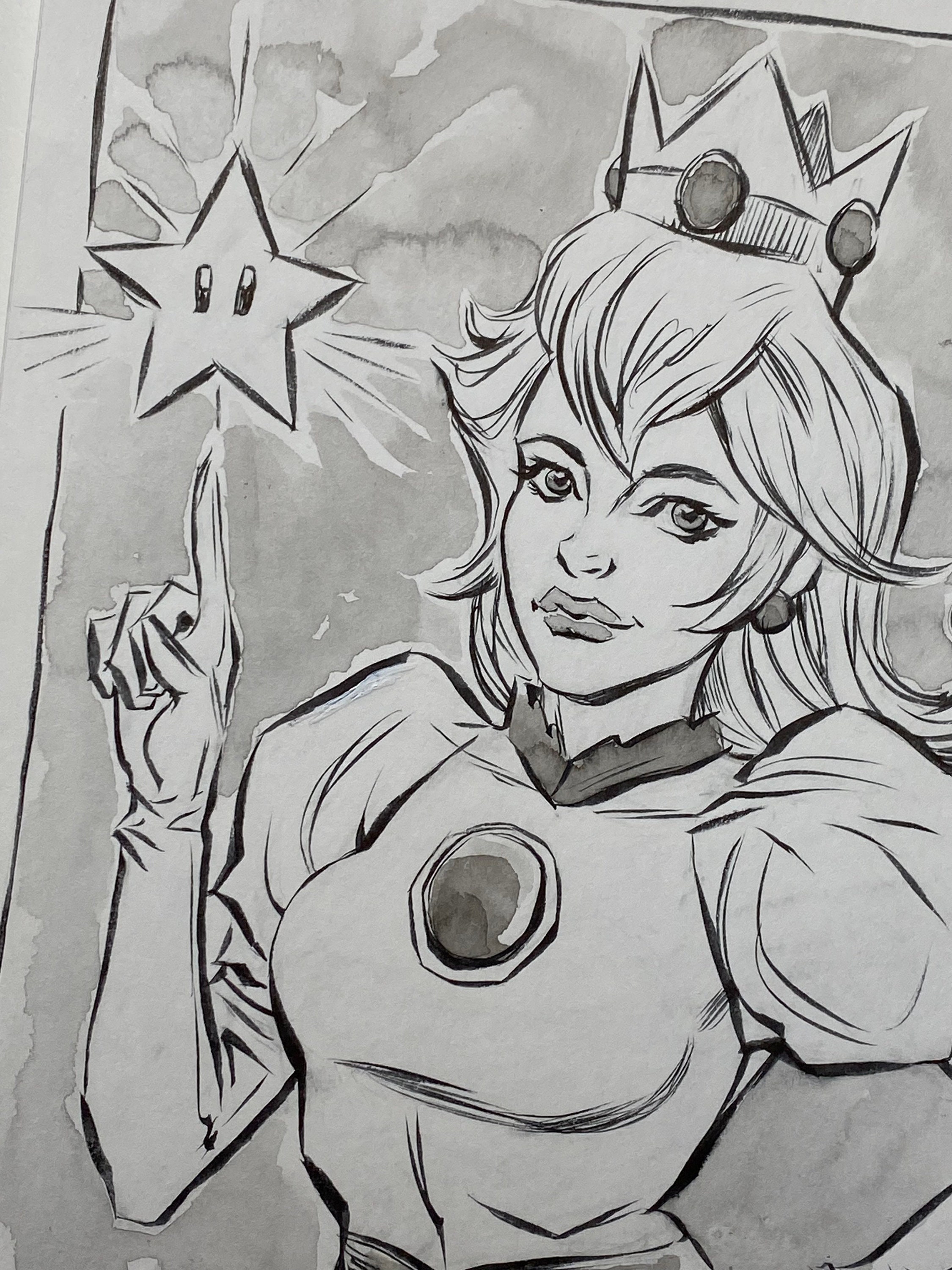 Princess Peach Original Art Sketch 6x9 - Etsy