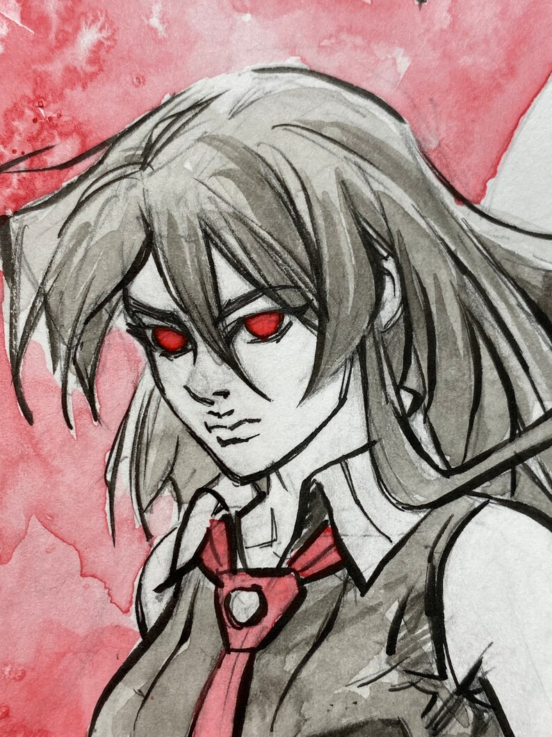 Akame Ga Kill! Akame Original Art Ink and Watercolor Sketch 9"x12" - Etsy