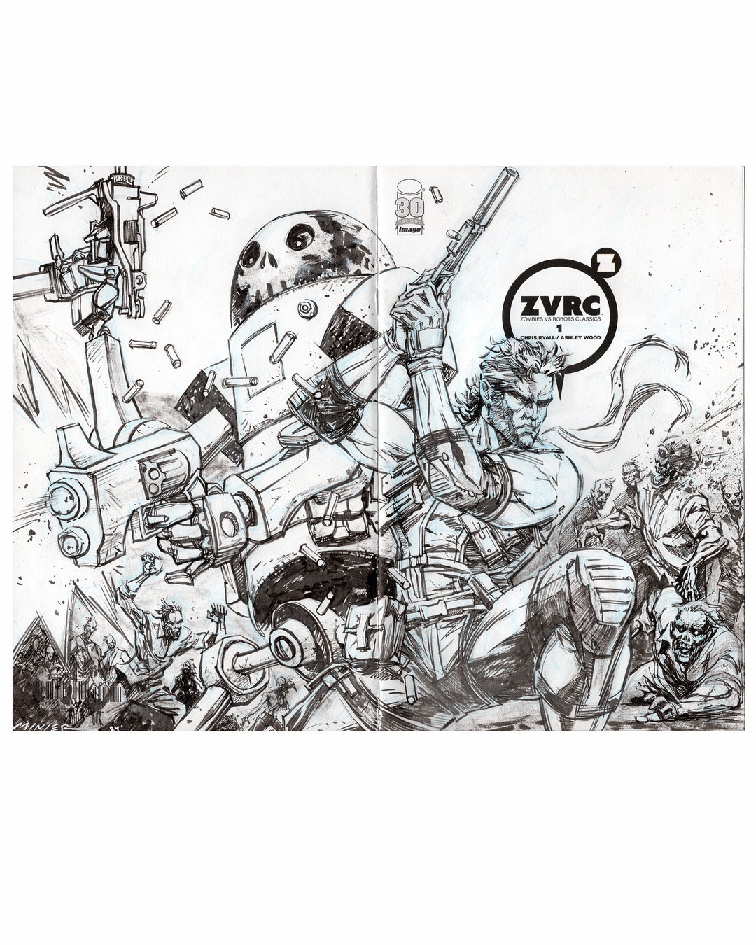 Solid Snake Vs. Zombies Original Art Comic Book Sketch Wrap-around ...