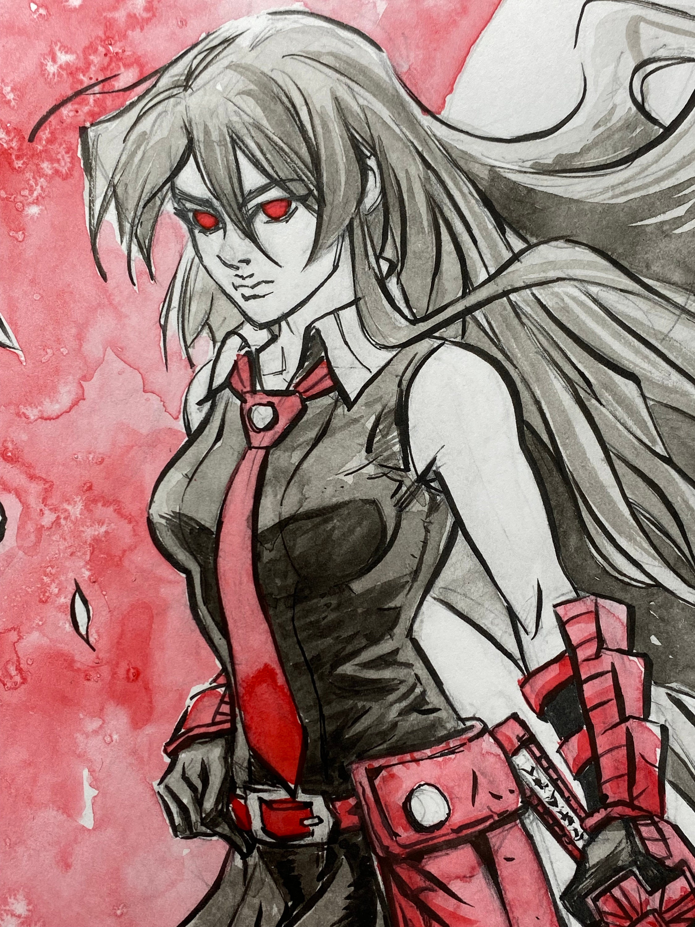 Akame Ga Kill Akame Original Art Ink and Watercolor Sketch 9x12 - Etsy