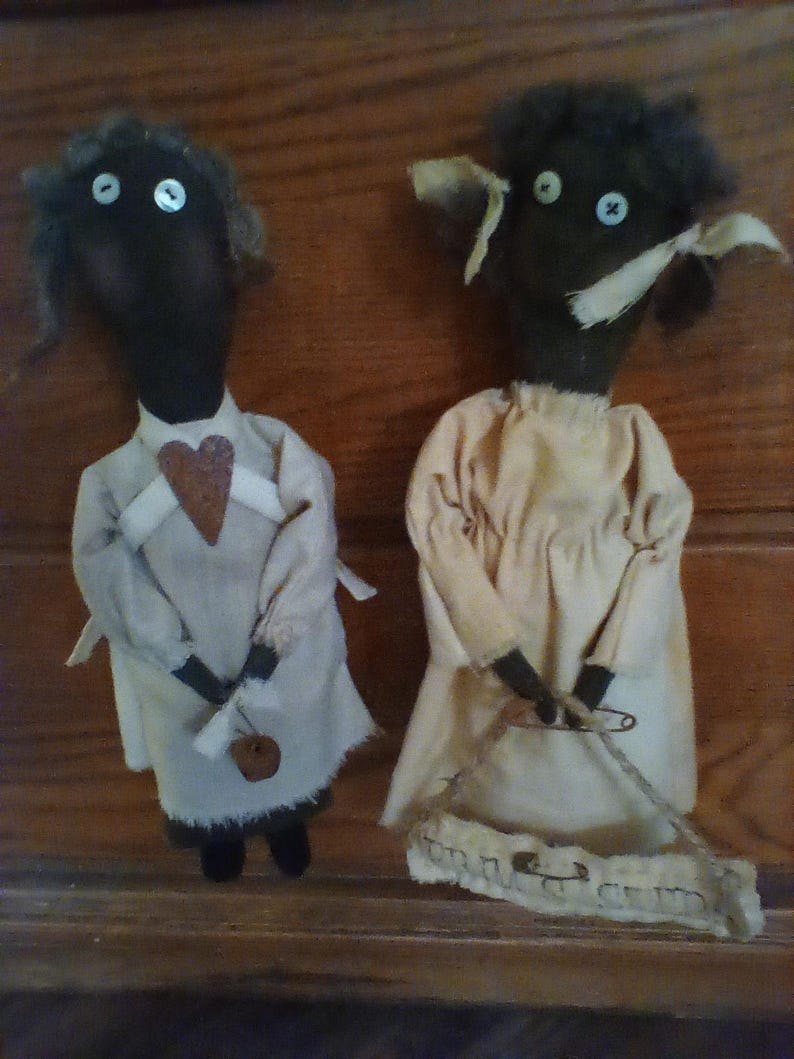 Set of Two Primitive Prairie Sisters Scented Folkart Rag Dolls With ...