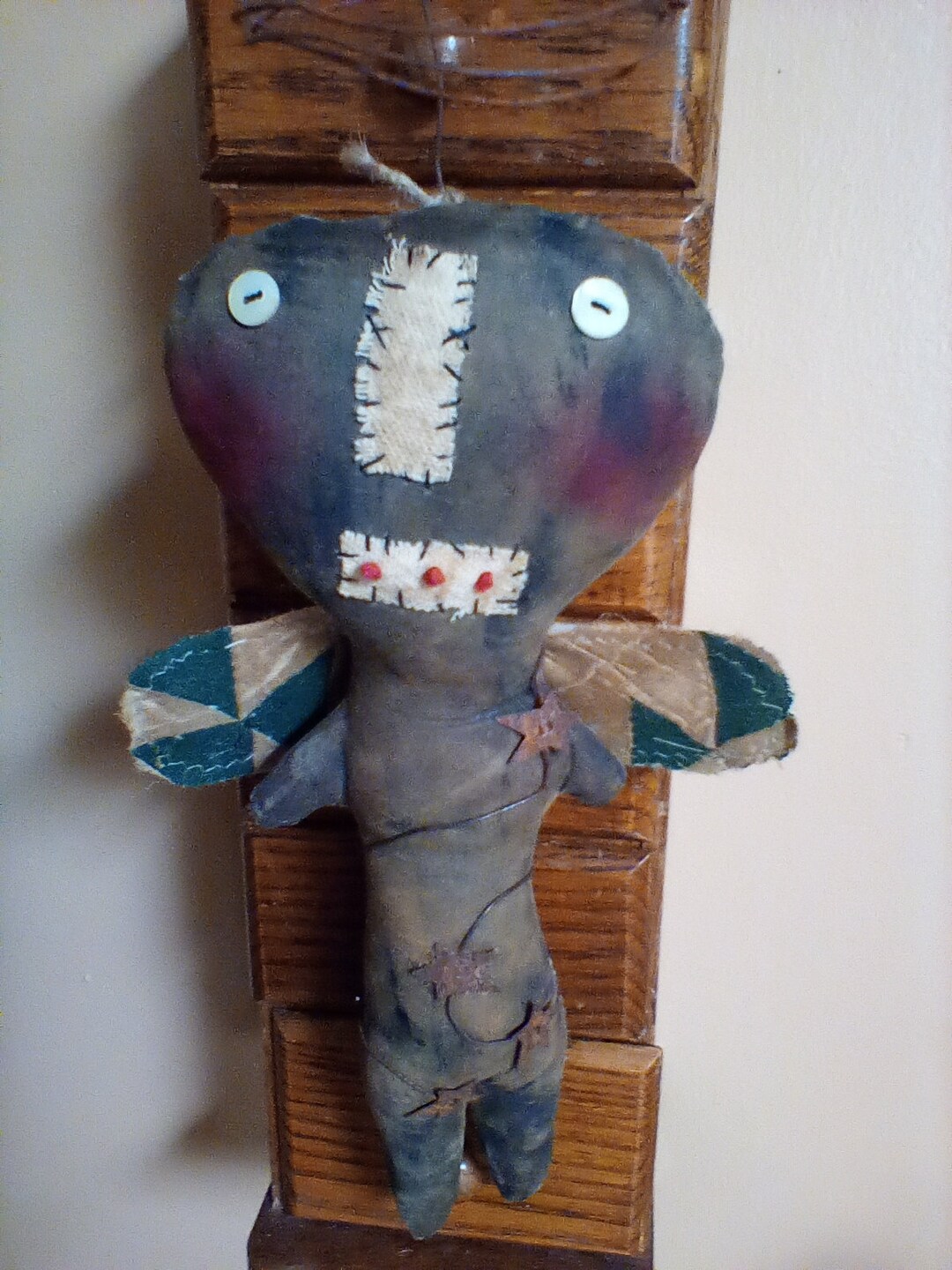 Primitive Black Painted Muslin Folkart Angel Collectible - Etsy