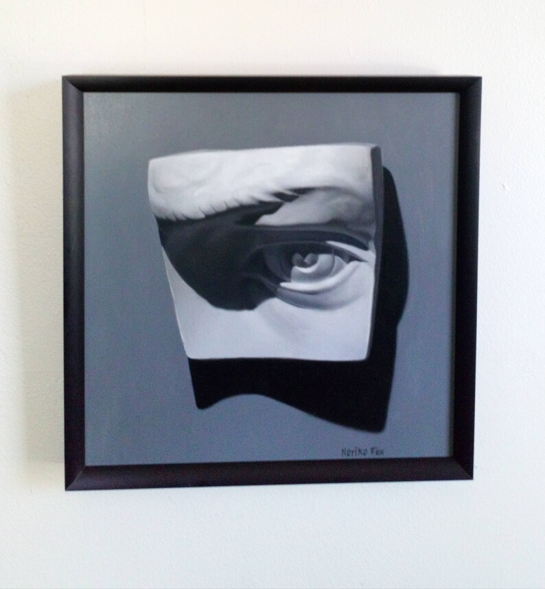 Michelangelo Sculpture King David Eye Monochrome Original Oil Painting ...