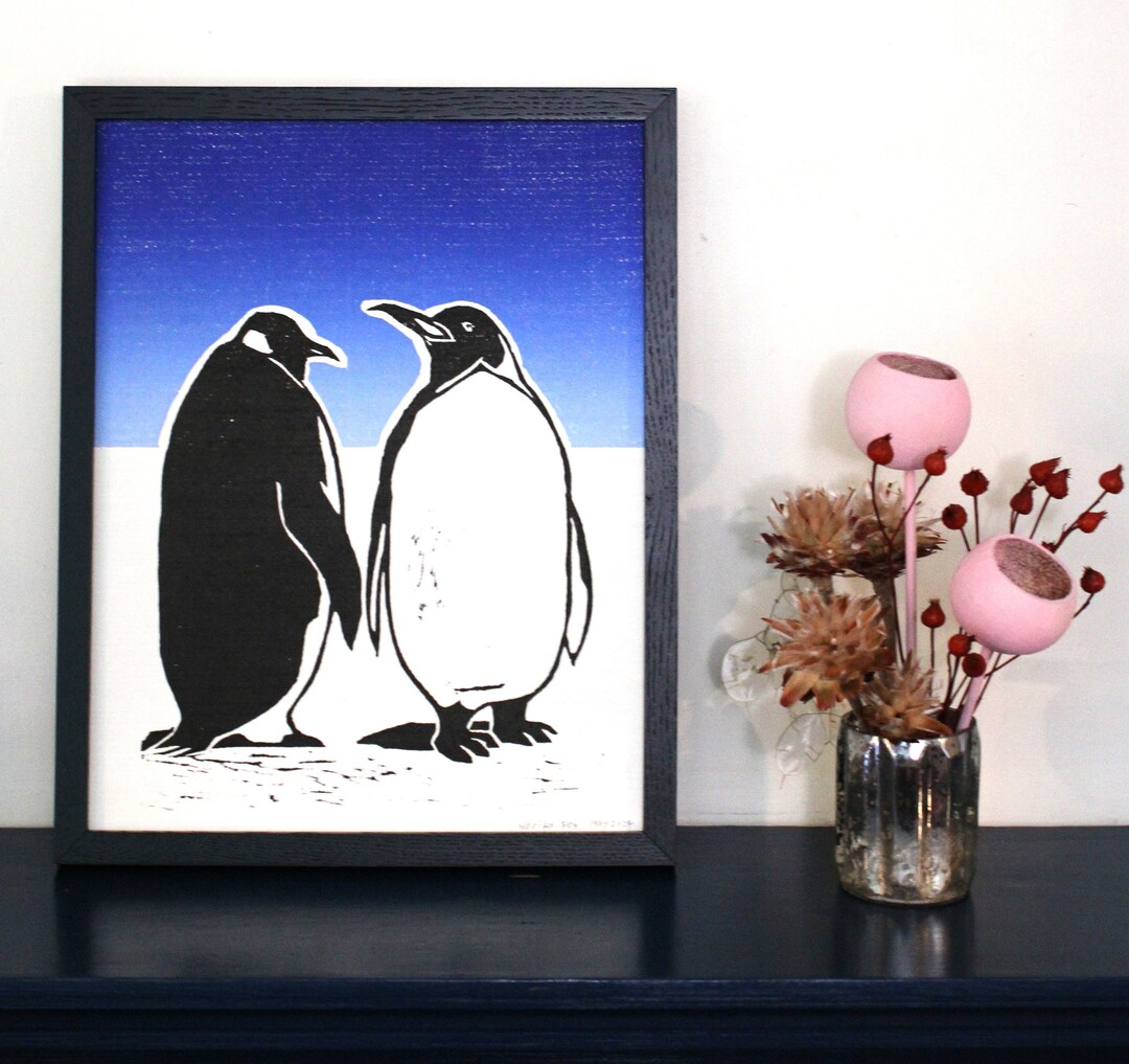 Emperor Penguins Wood Block Print - Etsy